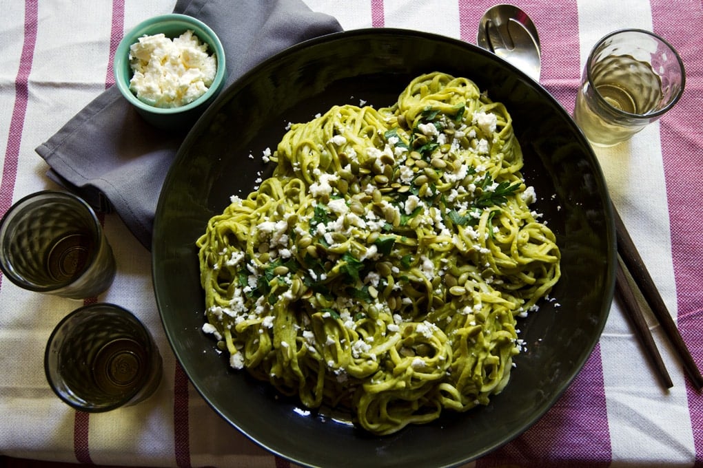 Charred Poblano Pesto Pasta Recipe — Salt & Wind Travel