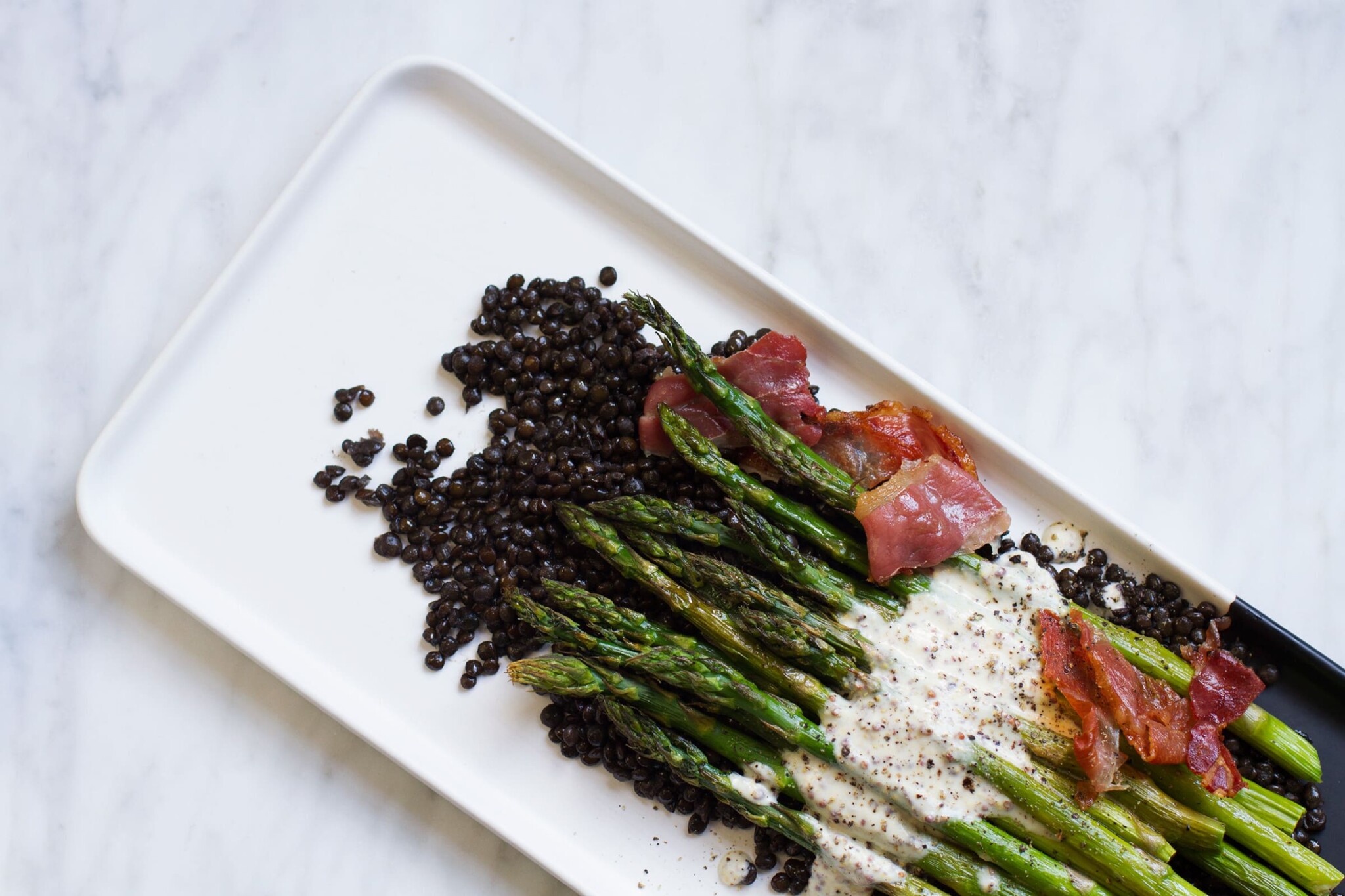Black Lentils with Asparagus, Jamón, and Crème Fraîche Sauce — Salt ...