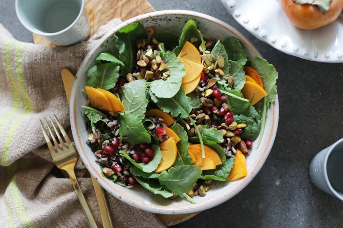 Pomegranate Persimmon Wild Rice Salad — Salt & Wind Travel